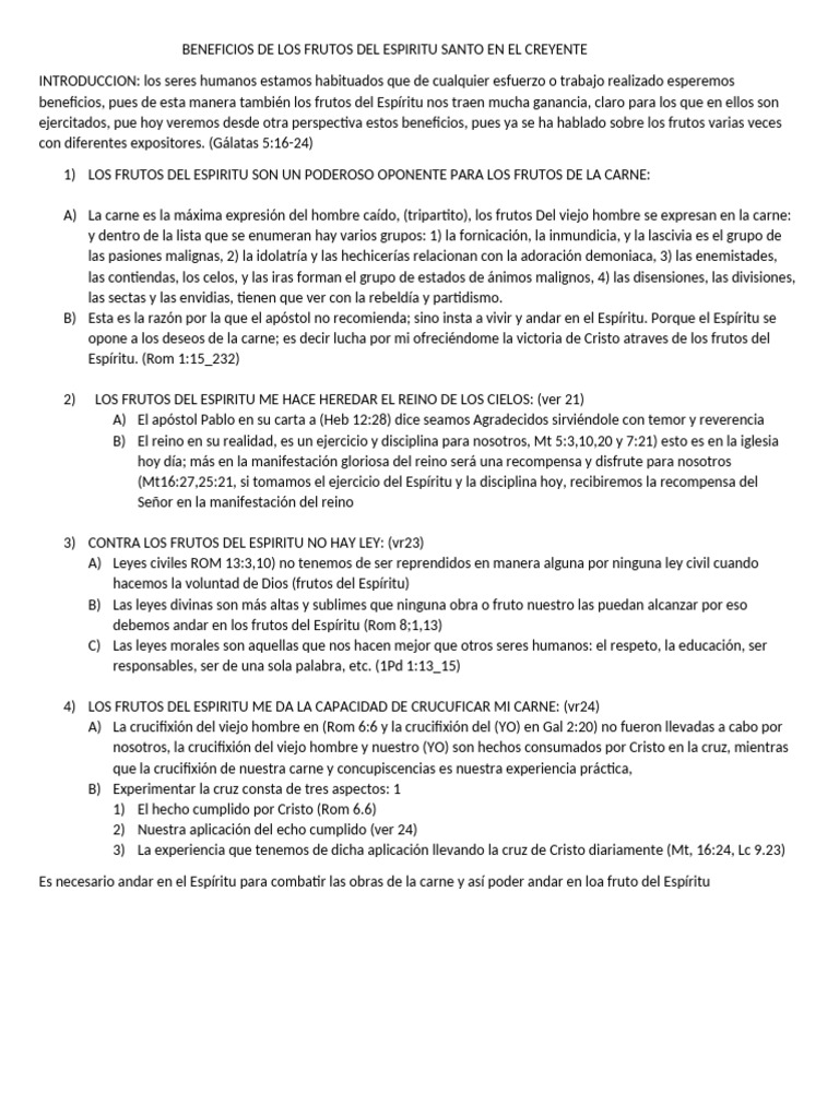 Beneficios de Los Frutos Del Espiritu Santo en El Creyente | PDF | Fruto Del Espiritu Santo ...