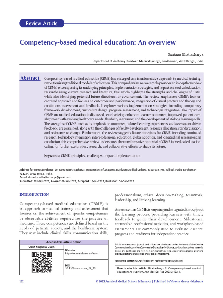 Competency Based Medical Education An Overview.2 | PDF | Learning ...