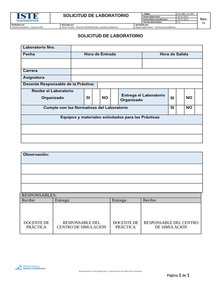 4.4.1.9 (FPEA) SOLICITUD DE LABORATORIO | PDF | Laboratorios