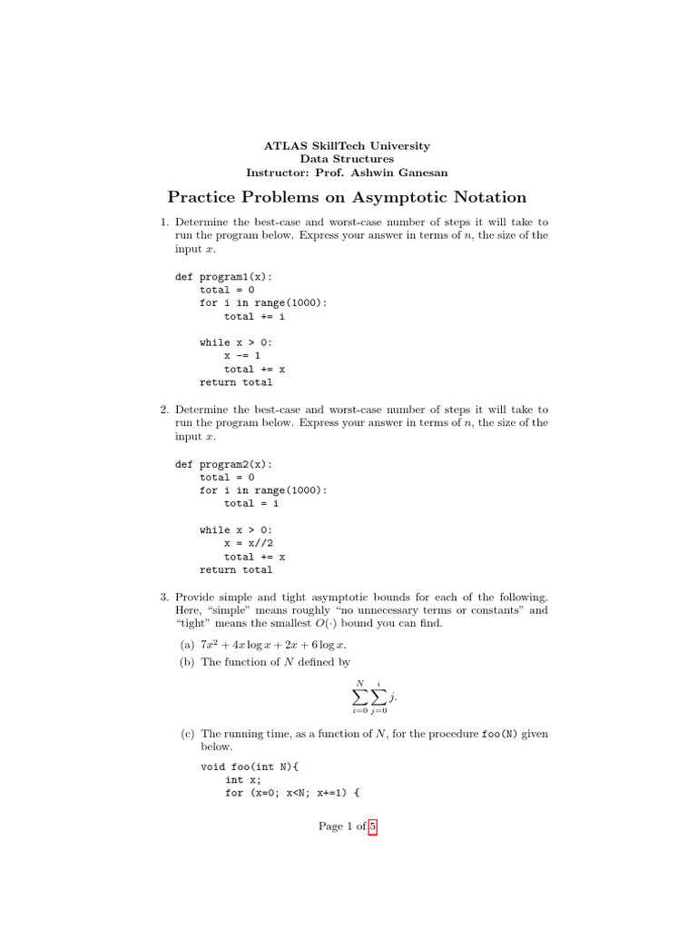 03.Asymptotic notation. Practice problems | PDF | Theoretical Computer Science | Applied Mathematics