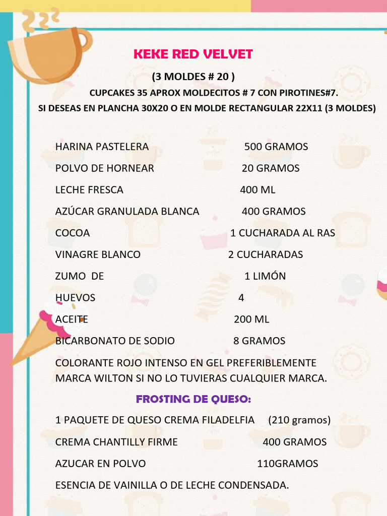 Recetas de Keke: Red Velvet y Coco | PDF | Alimentos
