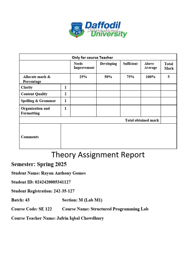 Lab Report 1 ICPC Sheet 1 By Rayan Anthony Gomes ID 127 Lab M1 | PDF