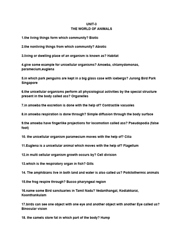 Unit 3 The World of Animals | PDF