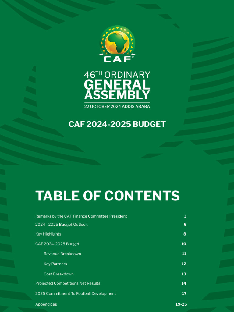 CAF 2024-2025 Budget Overview | PDF | Budget | Expense