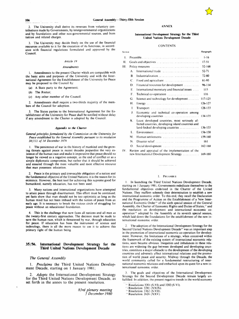 UN IDS - 1980 International Development Strategy For The 3rd United Nations Development Decade | PDF