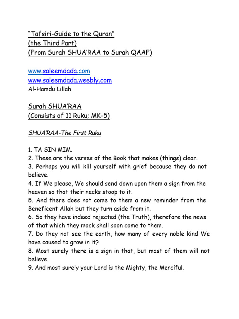 The Guide For Tafsir-3 | PDF | Prophets And Messengers In Islam | God In Islam