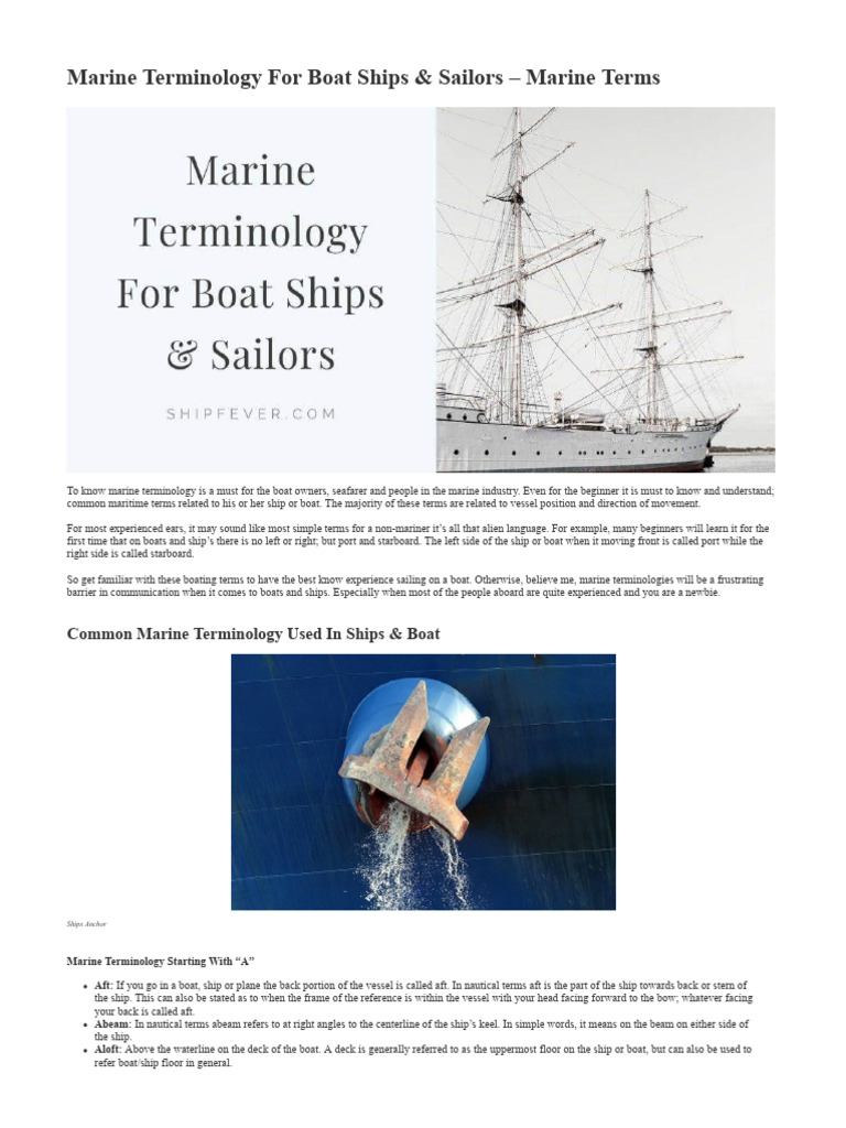 Marine Terminology For Boat Ships _ Sailors – Marine Terms | PDF ...