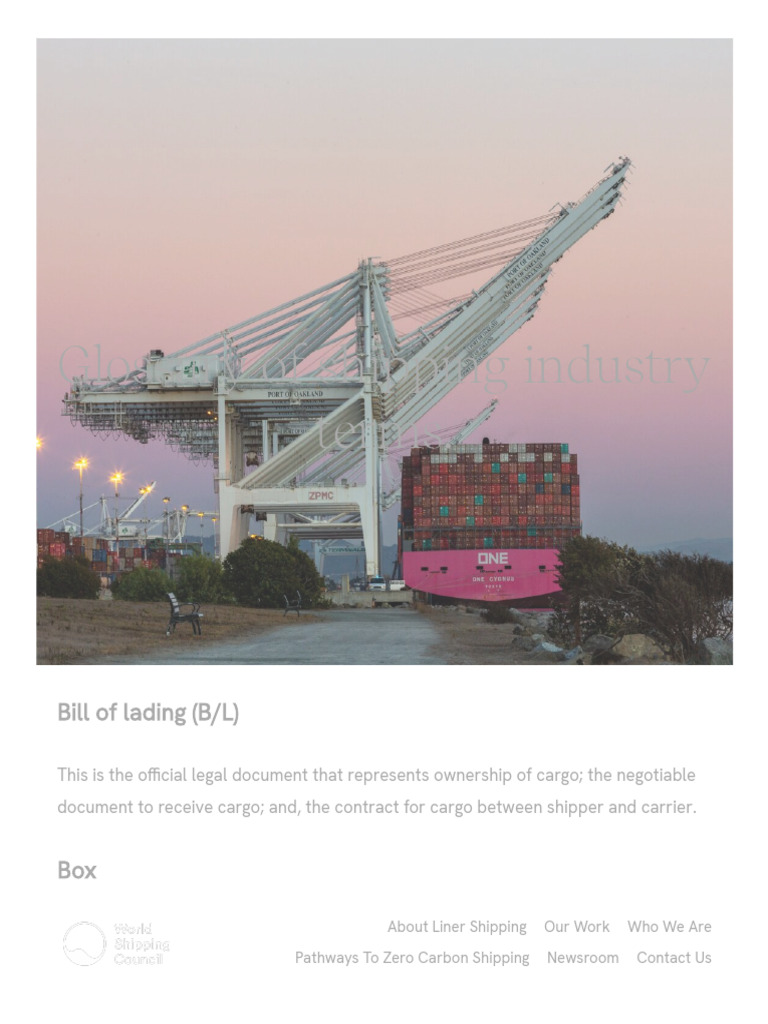 Glossary of Shipping Terms - World Shipping Council | PDF | Cargo ...