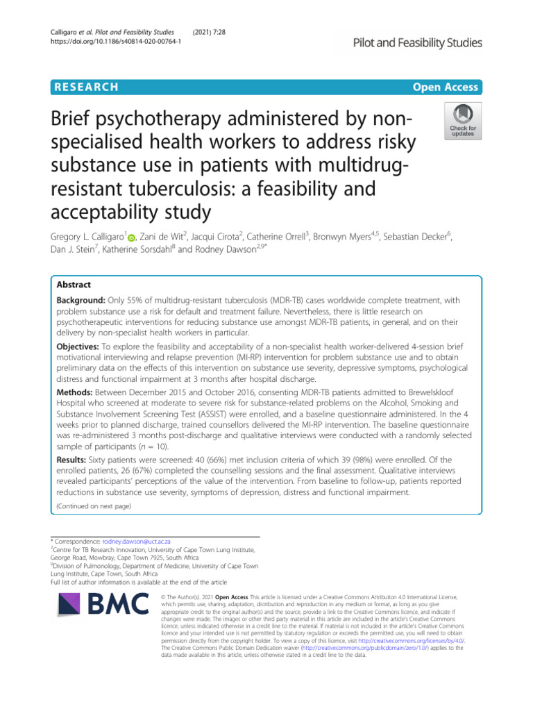 s40814-020-00764-1 | PDF | Substance Abuse | Tuberculosis