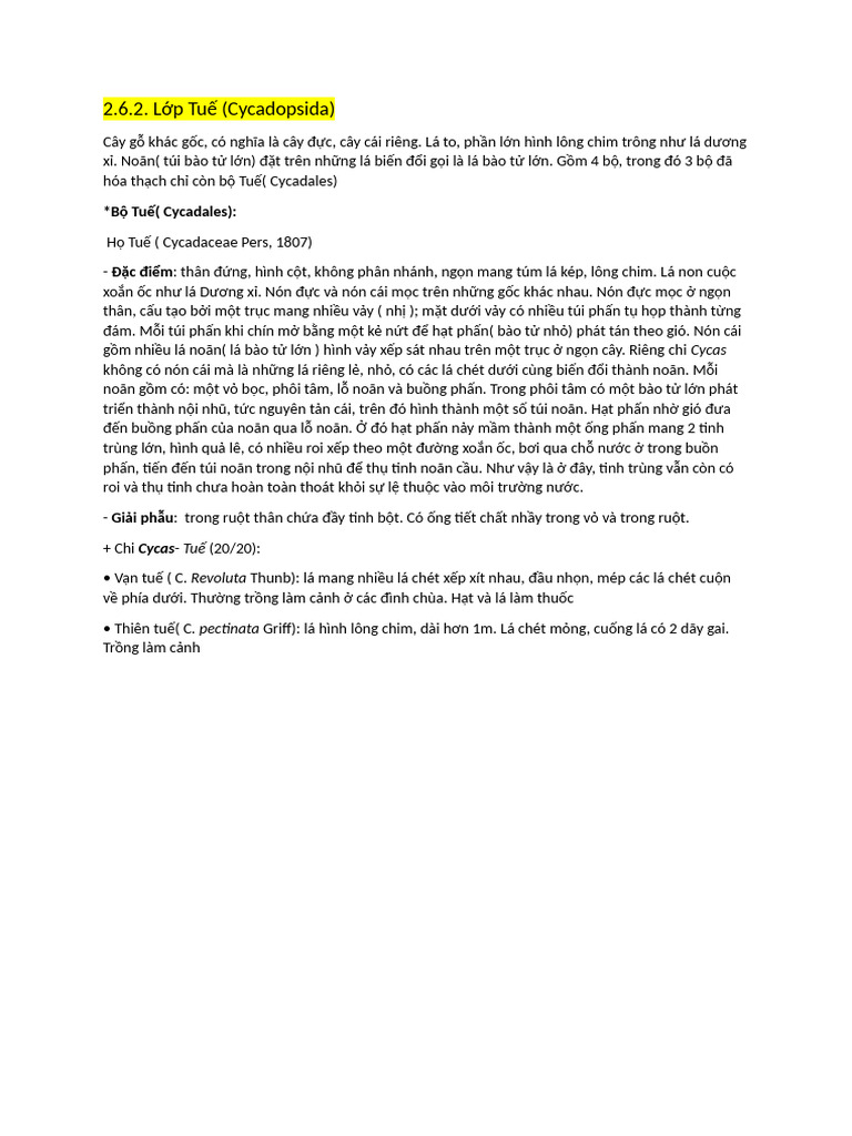 2.6.2. Lớp Tuế (Cycadopsida) | PDF