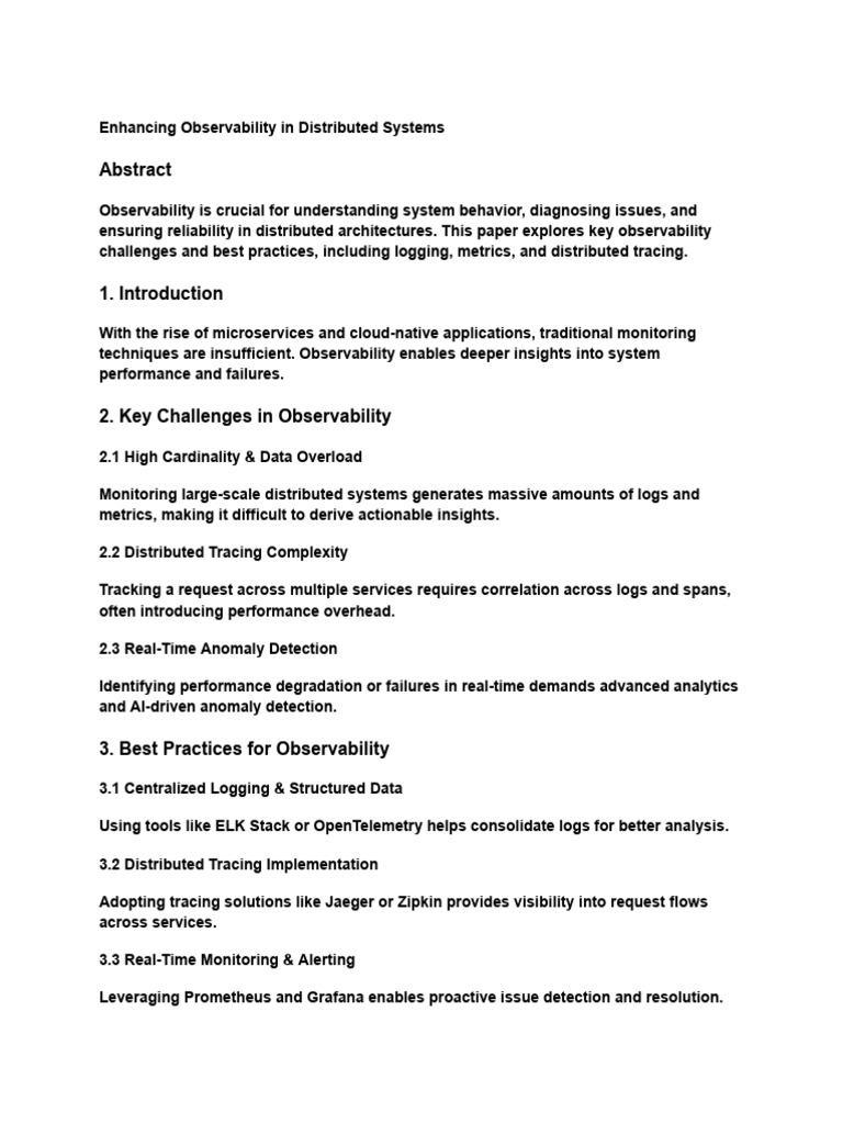 Enhancing Observability in Distributed Systems | PDF