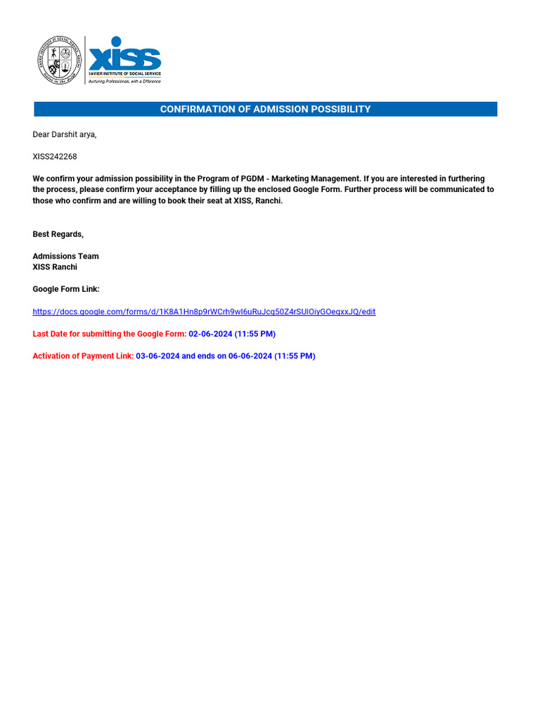 Confirmation Letter Darshit Arya20240722093630 | PDF