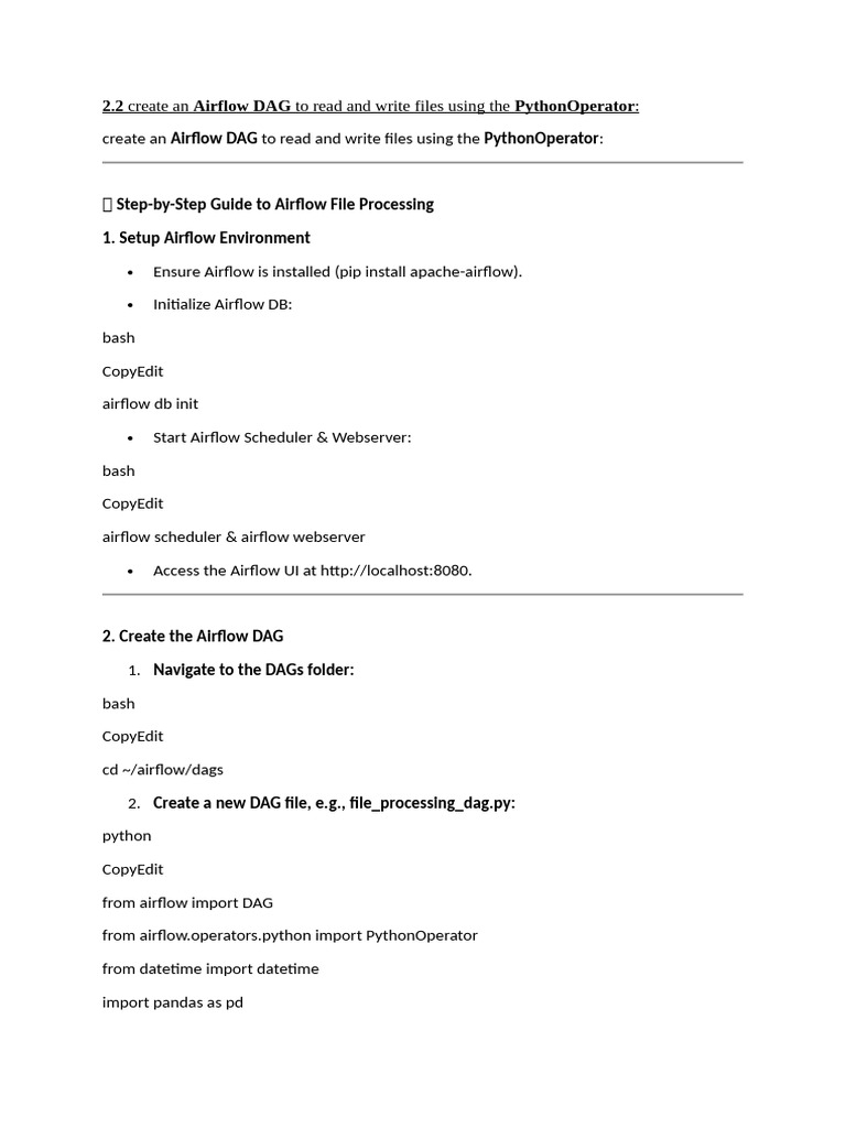 2.2 Create An Airflow DAG To Read and Write Files Using The ...