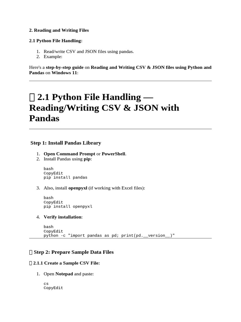 2. Reading and Writing Files | PDF | Comma Separated Values | Data