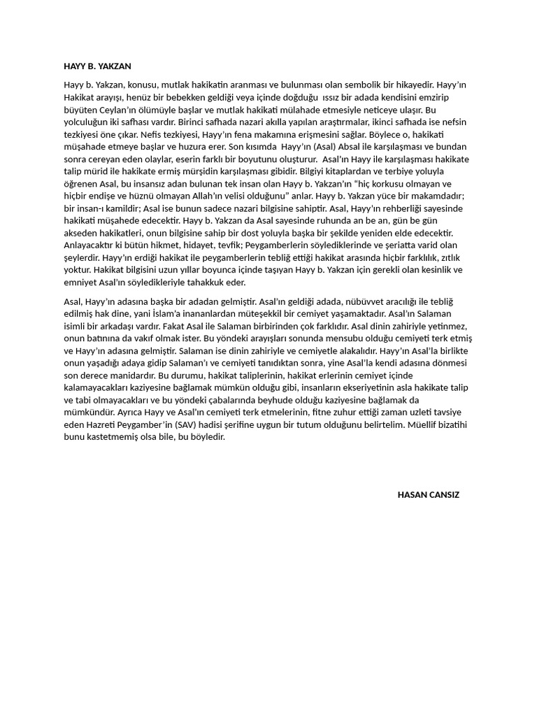 Hayy B. Yakzan | PDF