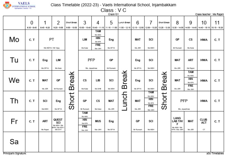 Class Time Table 13-03-22-5C | PDF