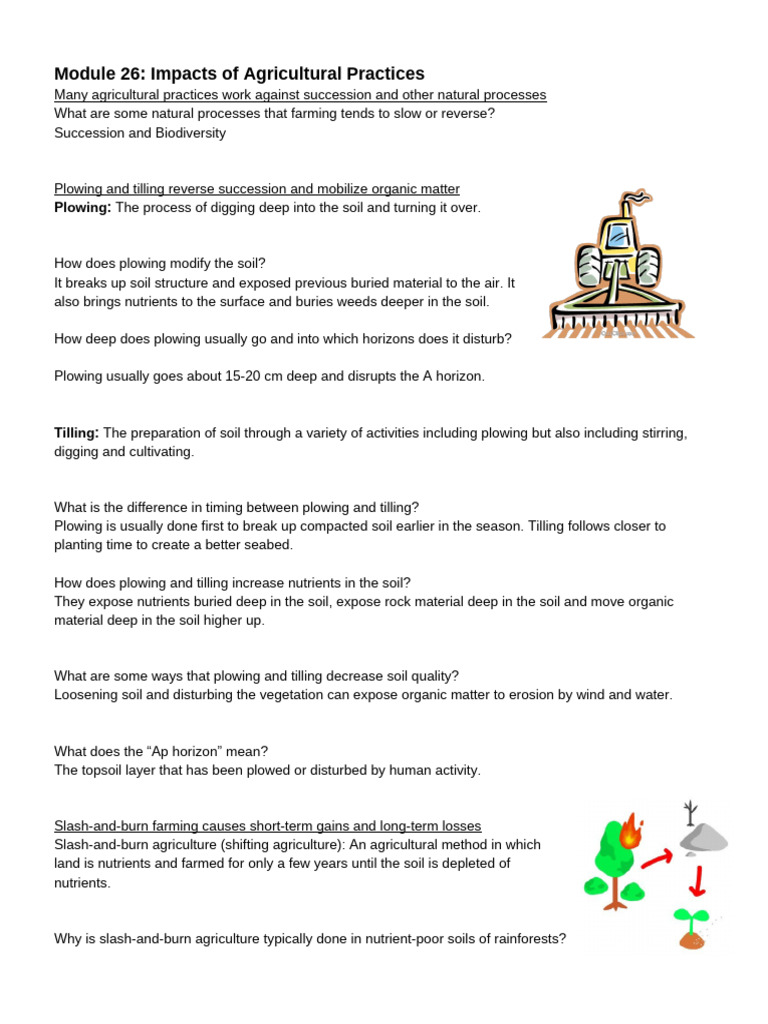 Agricultural Practices and Soil Impact | PDF | Soil | Tillage