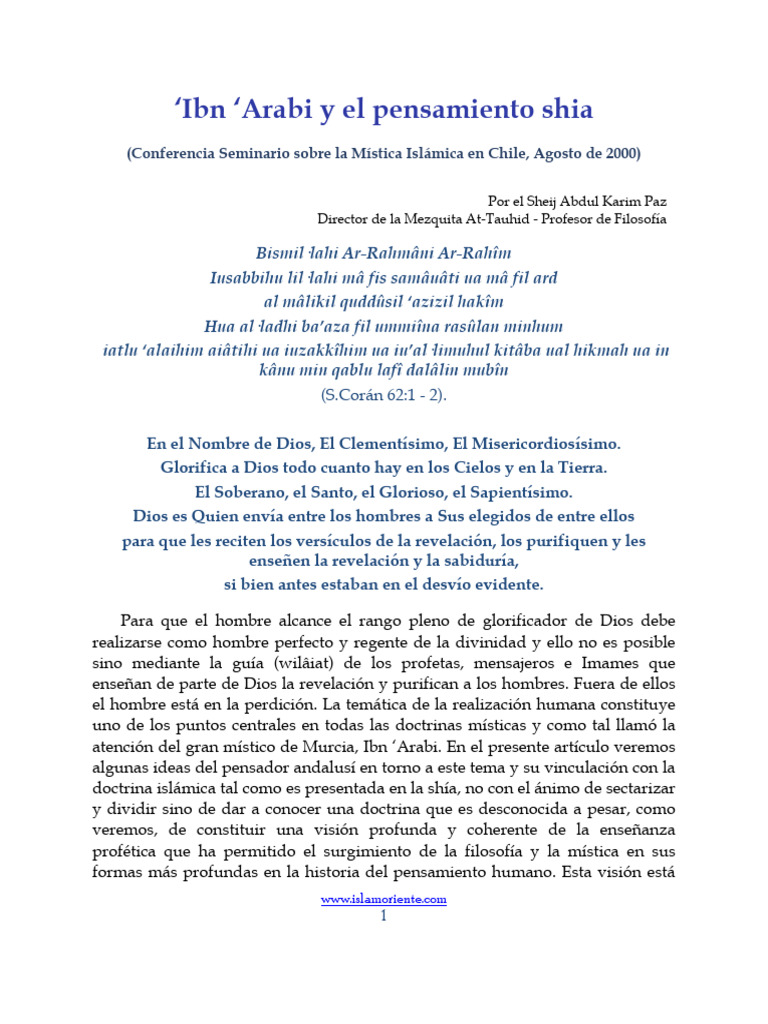 Ibn Arabi y El Pensamiento Shia | PDF | El sufismo | Islam chiita