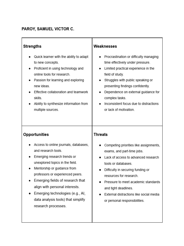 Academic Growth SWOT Analysis | PDF