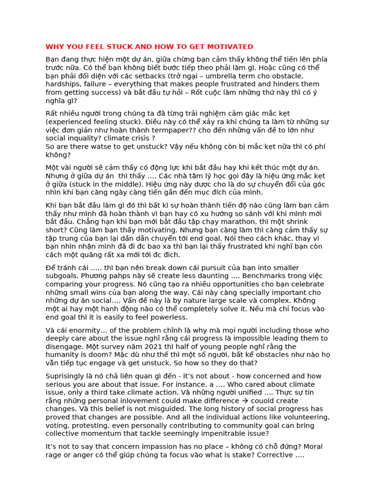 Why You Feel Stuck-How To Get Motivated | PDF