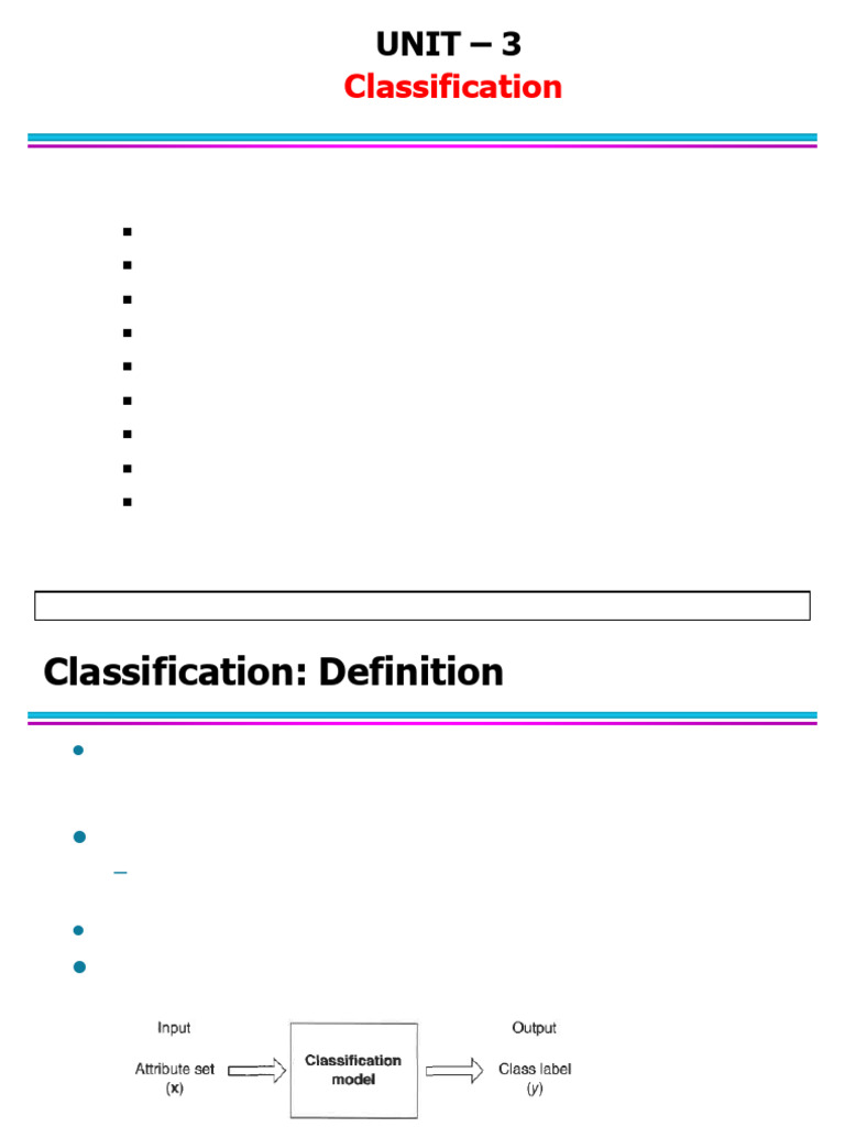 DMDW - Unit 3 - Classification | PDF | Statistical Classification | Applied Mathematics