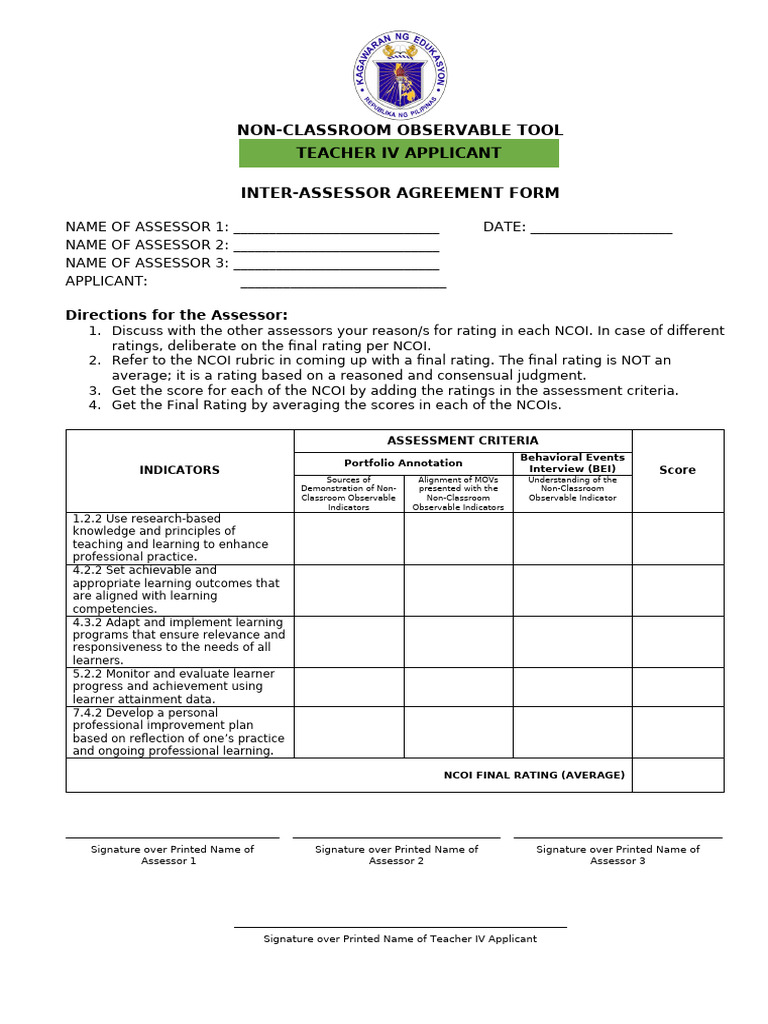 TIV NCOI Agreement Form | PDF | Learning | Pedagogy