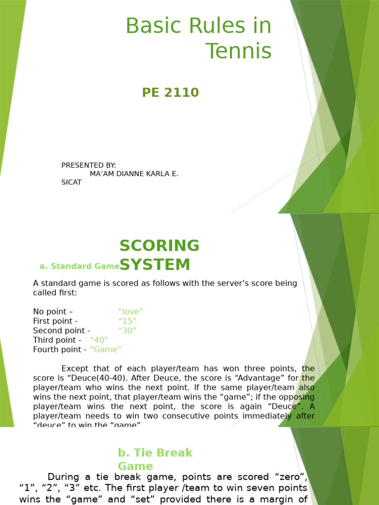 Basic Rules in Tennis | PDF | Team Sports | Games Of Physical Skill