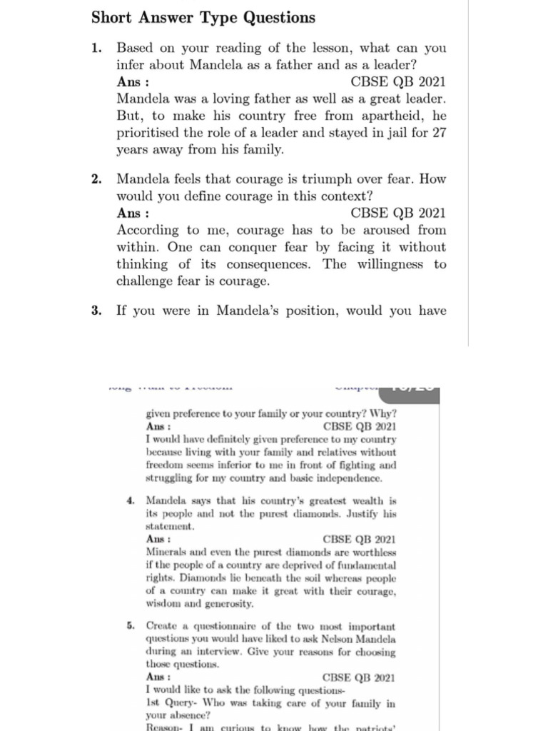 Nelson Mandela Questions | PDF