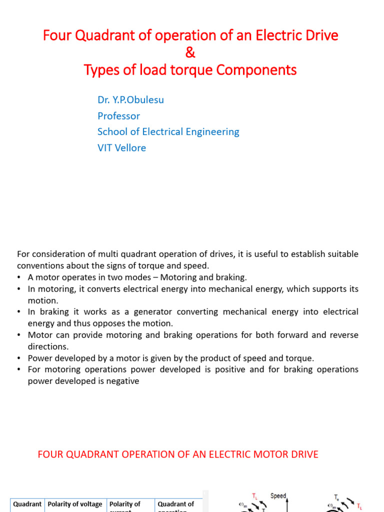 Four Quadrant Electric Drive Operations | PDF | Electric Motor | Engines