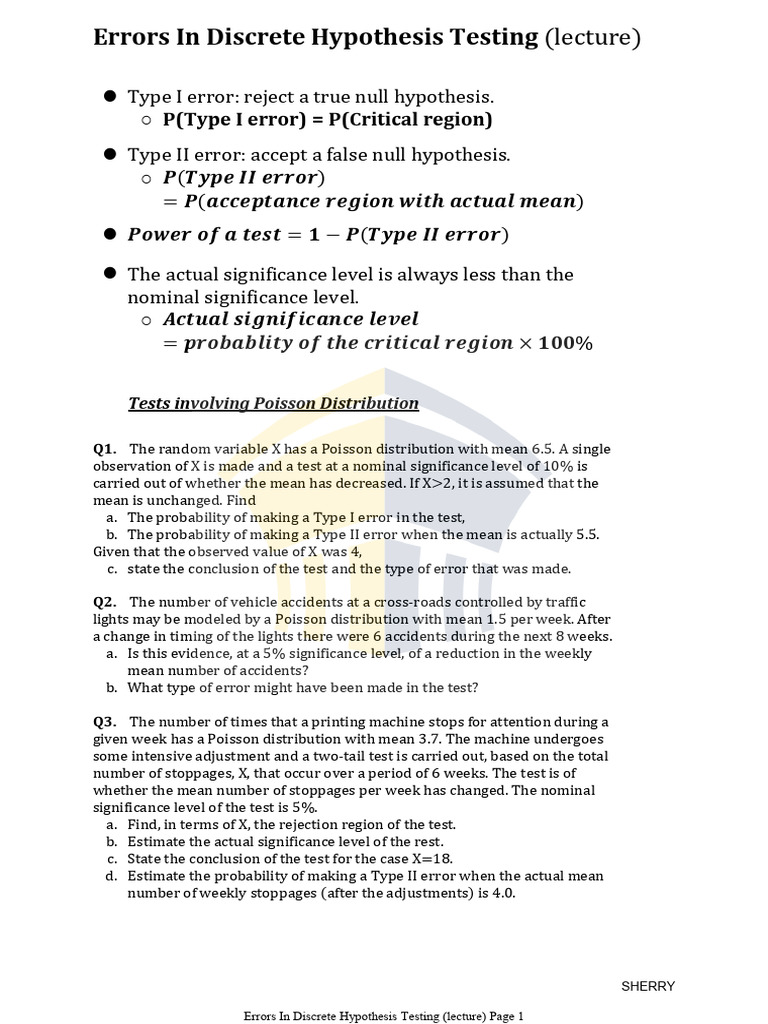S2 Errors (D.H.T) (Solved Lecture) | PDF | Statistical Significance ...