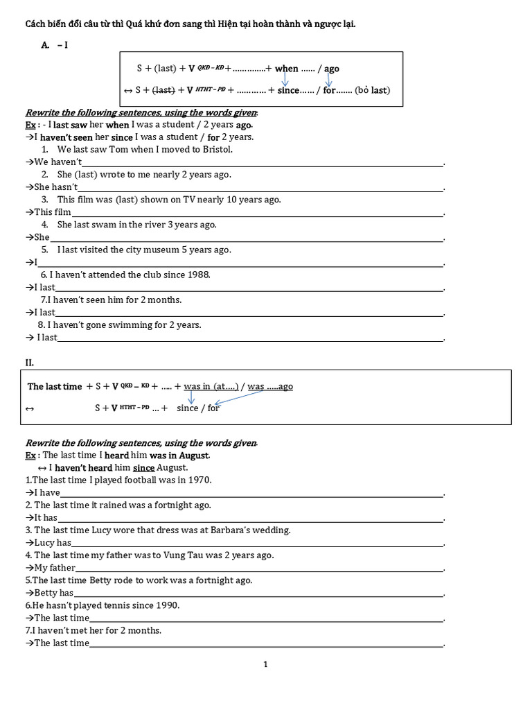 Transforming Tenses: Exercises and Examples | PDF
