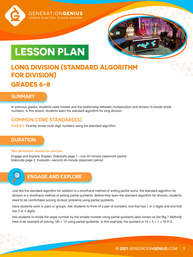 GG Long Division Standard Algorithm LP | PDF | Learning | Applied ...