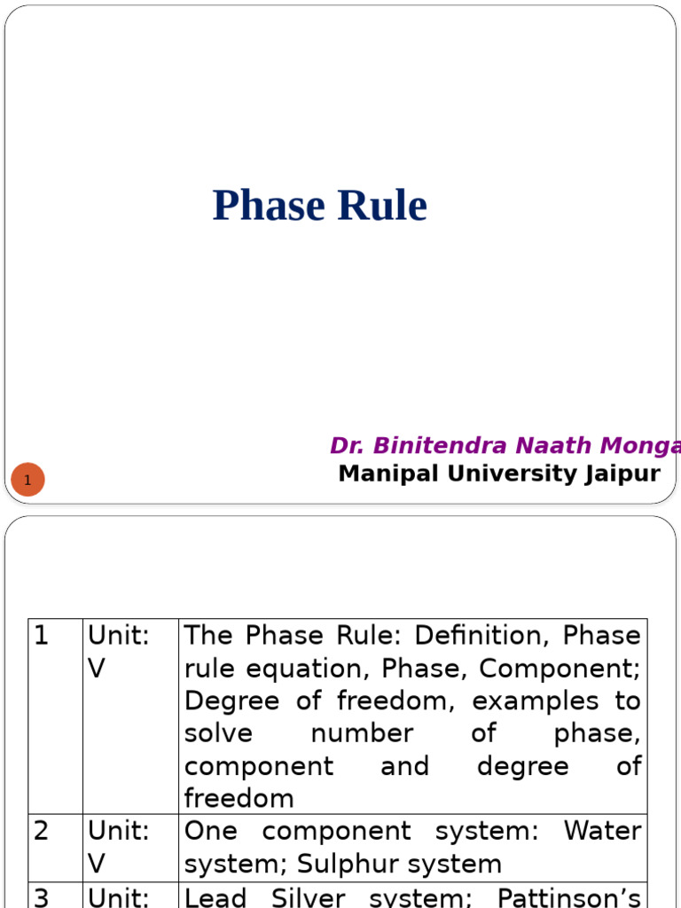 Phase Rule | PDF | Phase (Matter) | Phase Rule