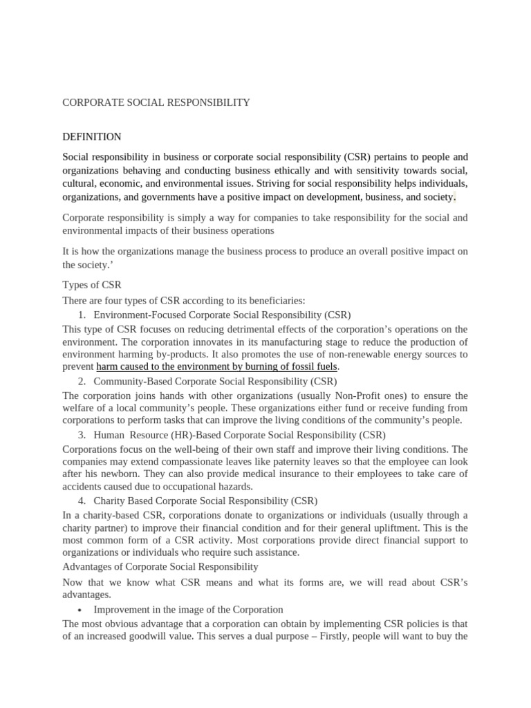 Corporate Social Responsibility-4 | PDF | Corporate Social ...