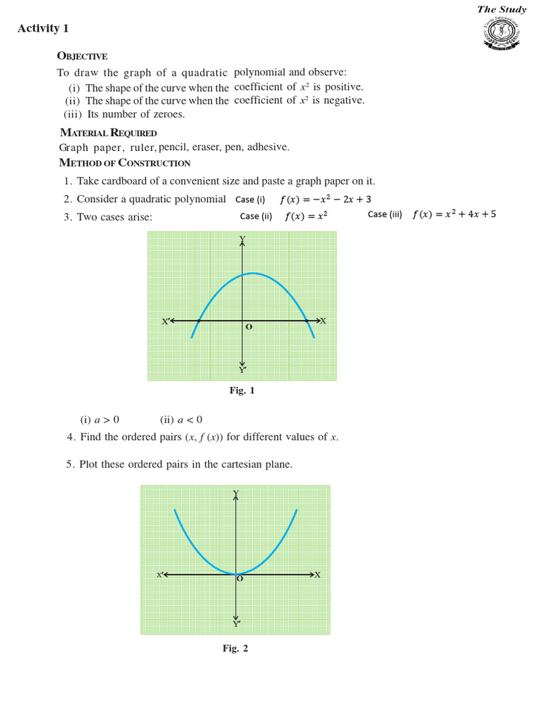 Graphing Quadratic Polynomials Activity | PDF