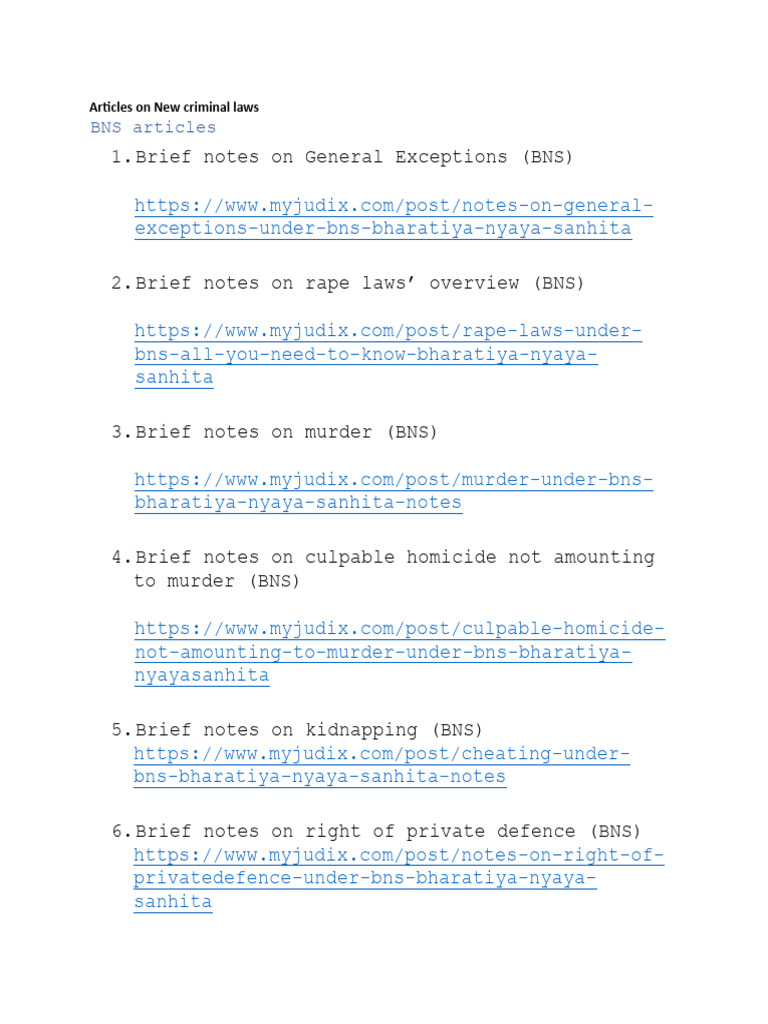 New Criminal laws notes all topics | PDF | Criminal Law | Robbery