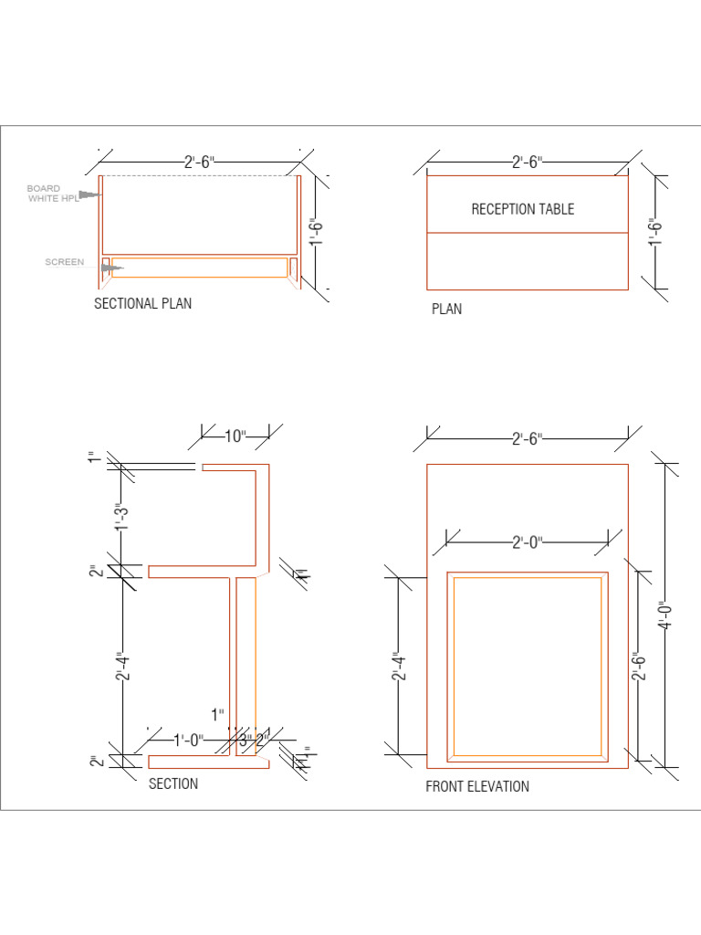 Reception Table Technical Drawings | PDF