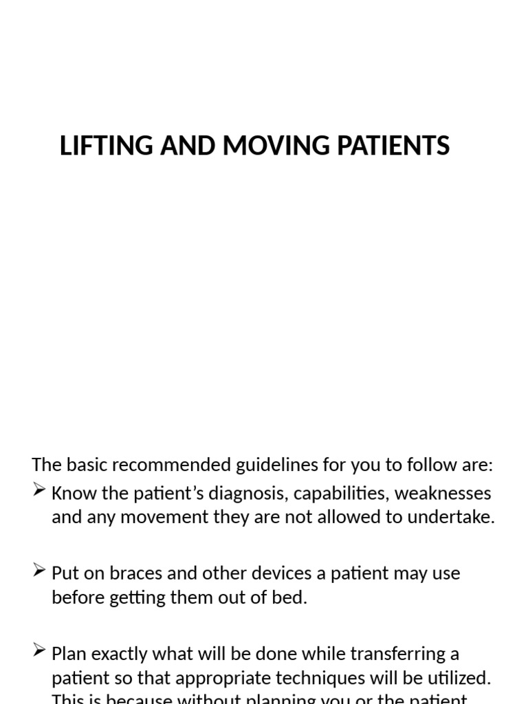 Patient Lifting and Positioning Guide | PDF | Anatomical Terms Of ...