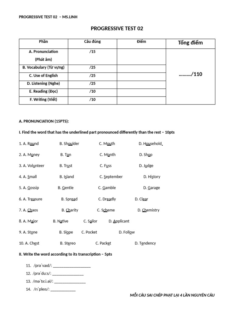 Progressive Test 2 - Phong | PDF