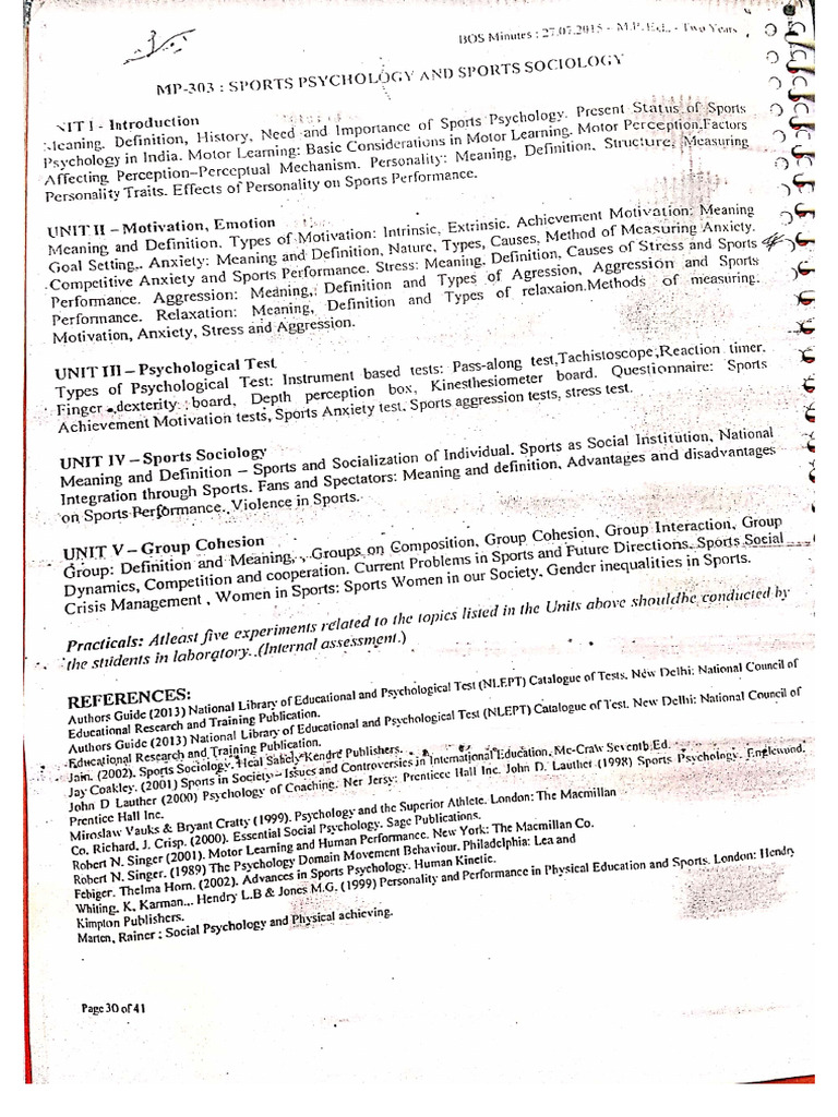 Mped 3 Sem Paper-3 | PDF