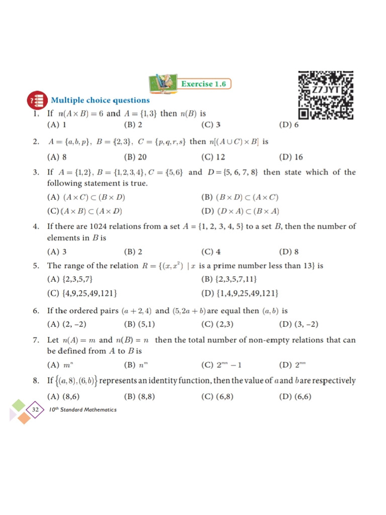 10 Maths 1 Mark | PDF