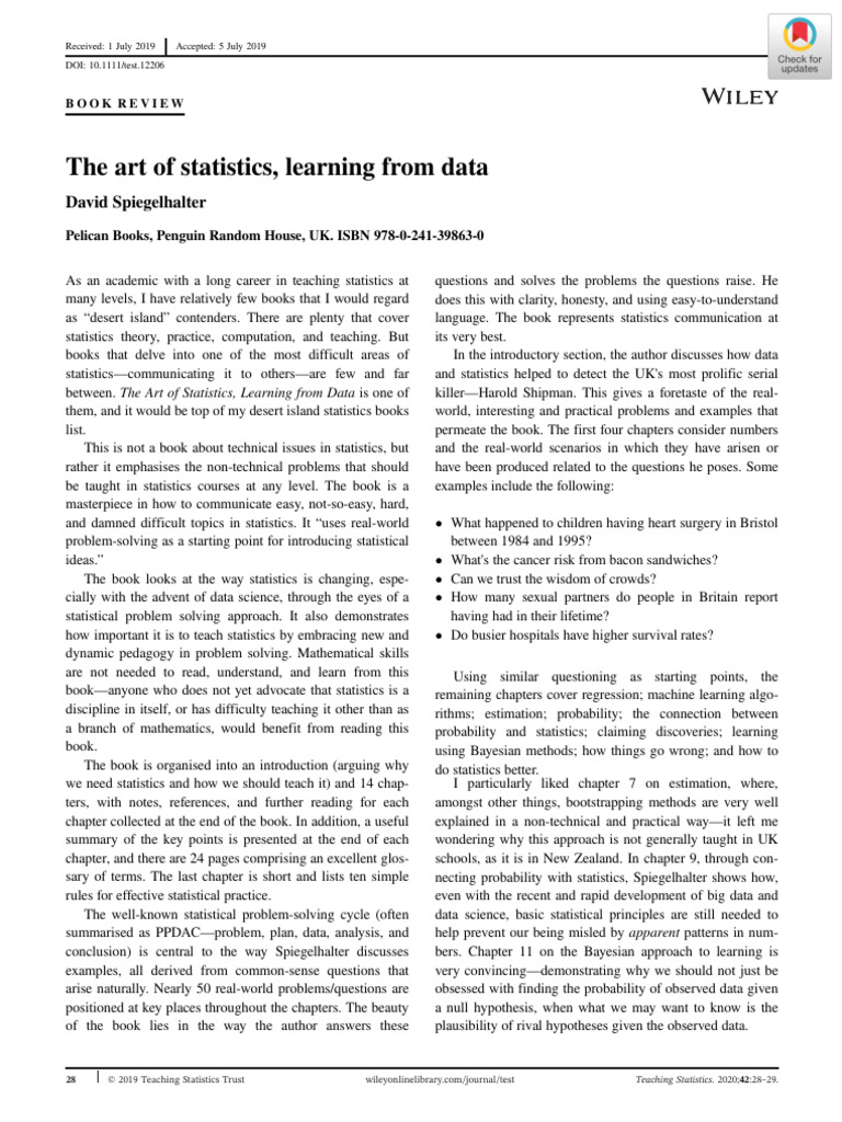 The Art of Statistics Learning From Data | PDF | Statistics | Hypothesis