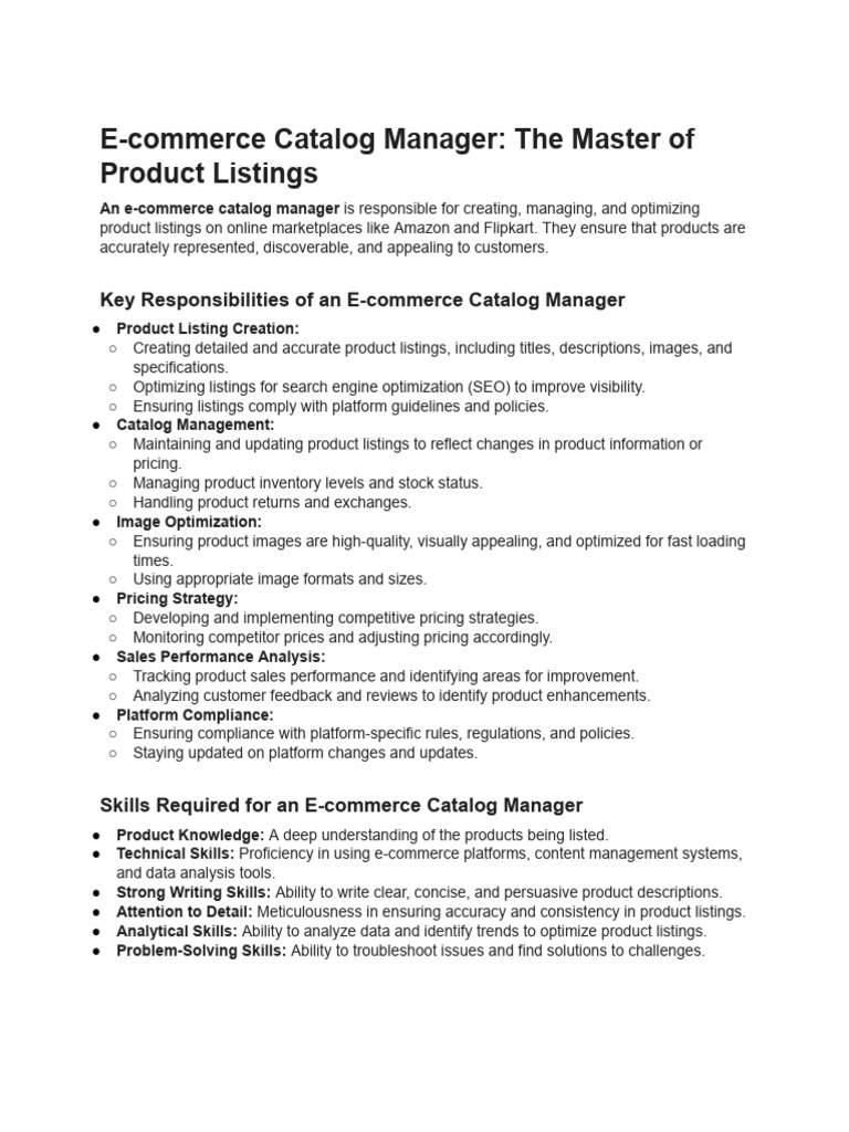E-Commerce Catalog Manager - Detailed Explanation | PDF | E Commerce | Pricing