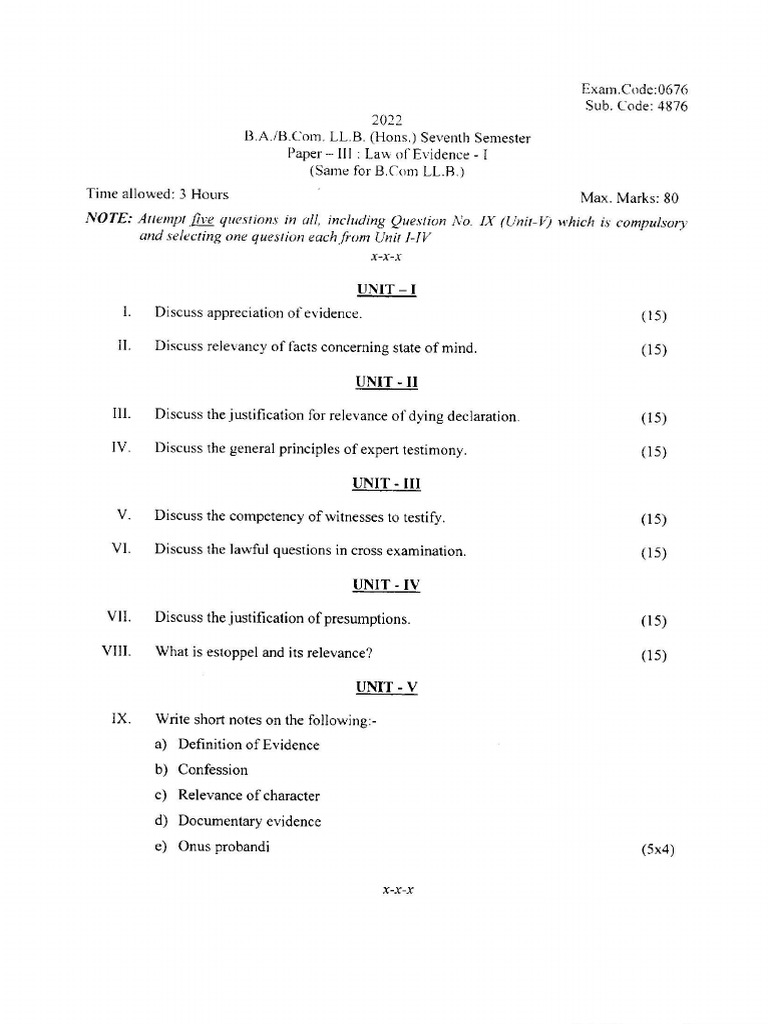 Law of Evidence 1 | PDF