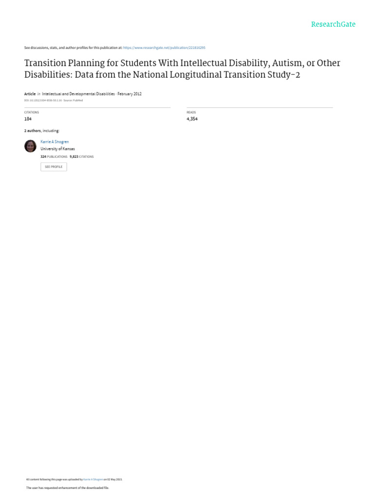 2012 Transition Planning For Students With Intellectual Disability ...