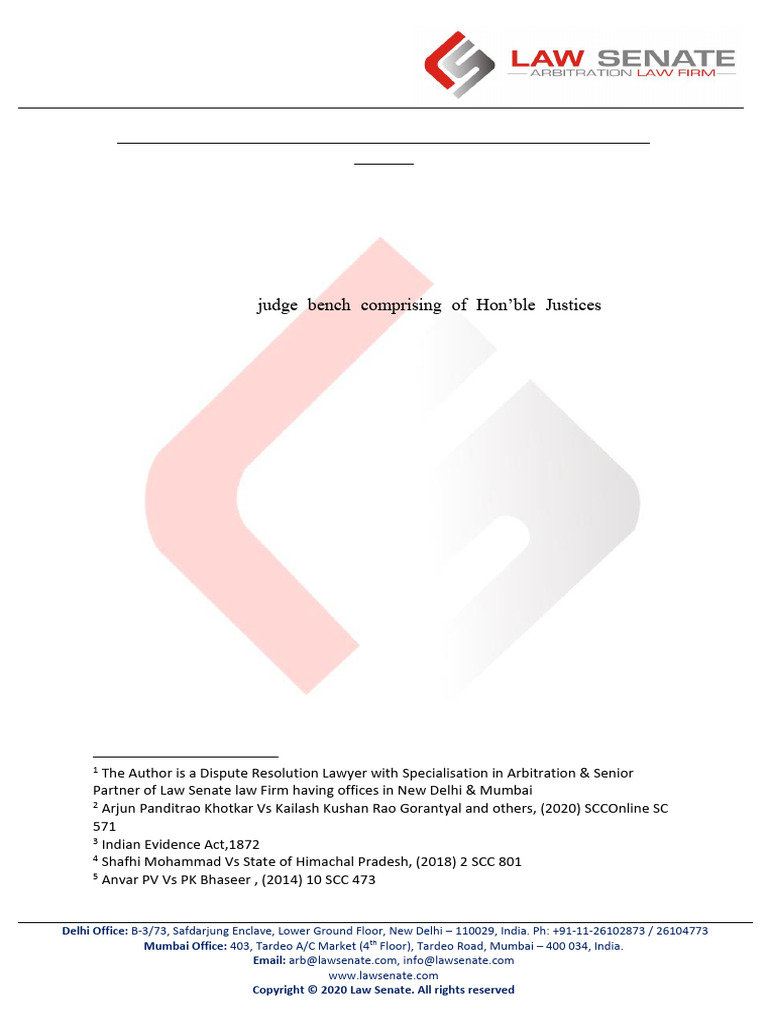 Admissibility of Evidence of Electronic Record in India | PDF | Supreme ...