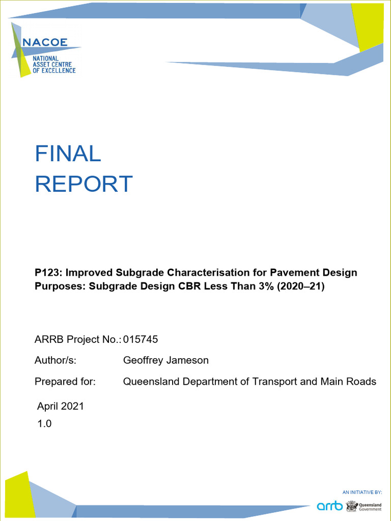 NACOE P123 20 21 Subgrade Design CBR Less Than 3 | PDF | Road Surface ...