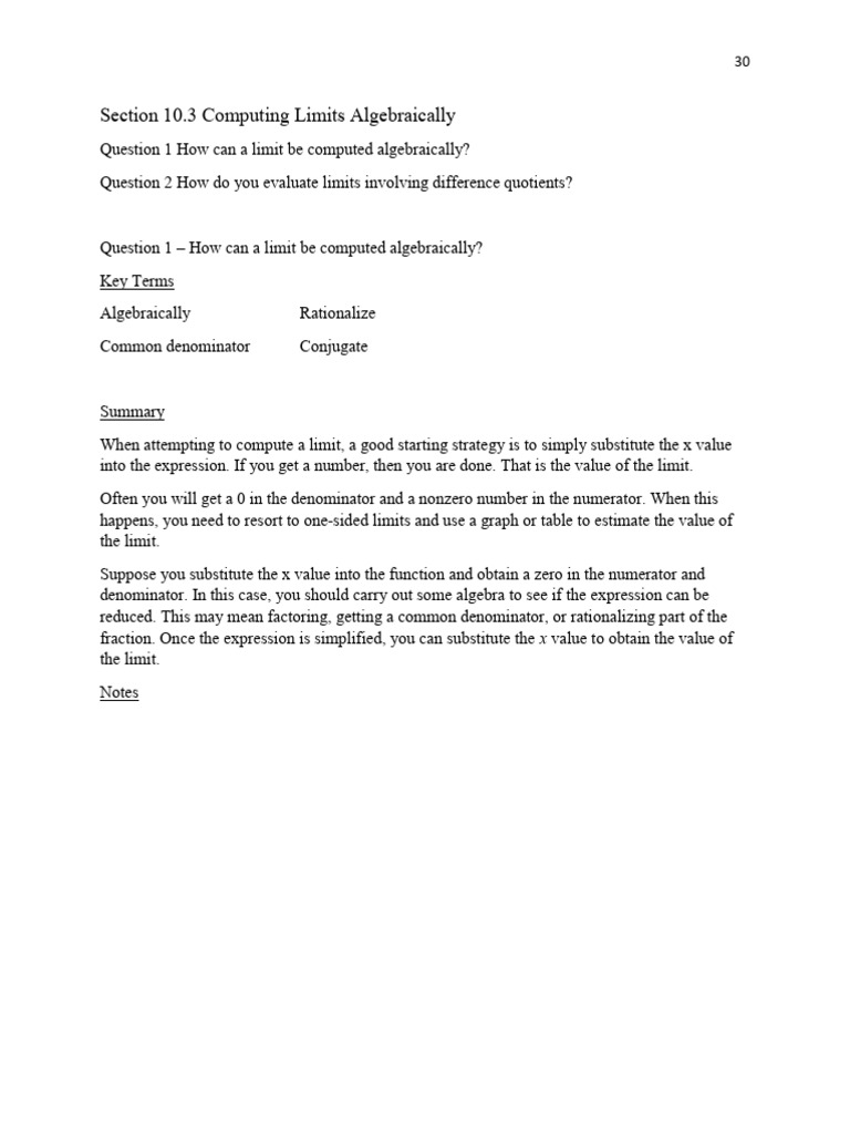 Algebraic Limit Computation Guide | PDF | Numbers | Mathematical Analysis