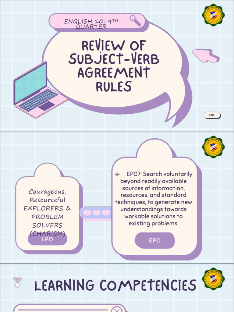 Day 2 Review On Subject Verb Agreement | PDF | Grammatical Number | Plural