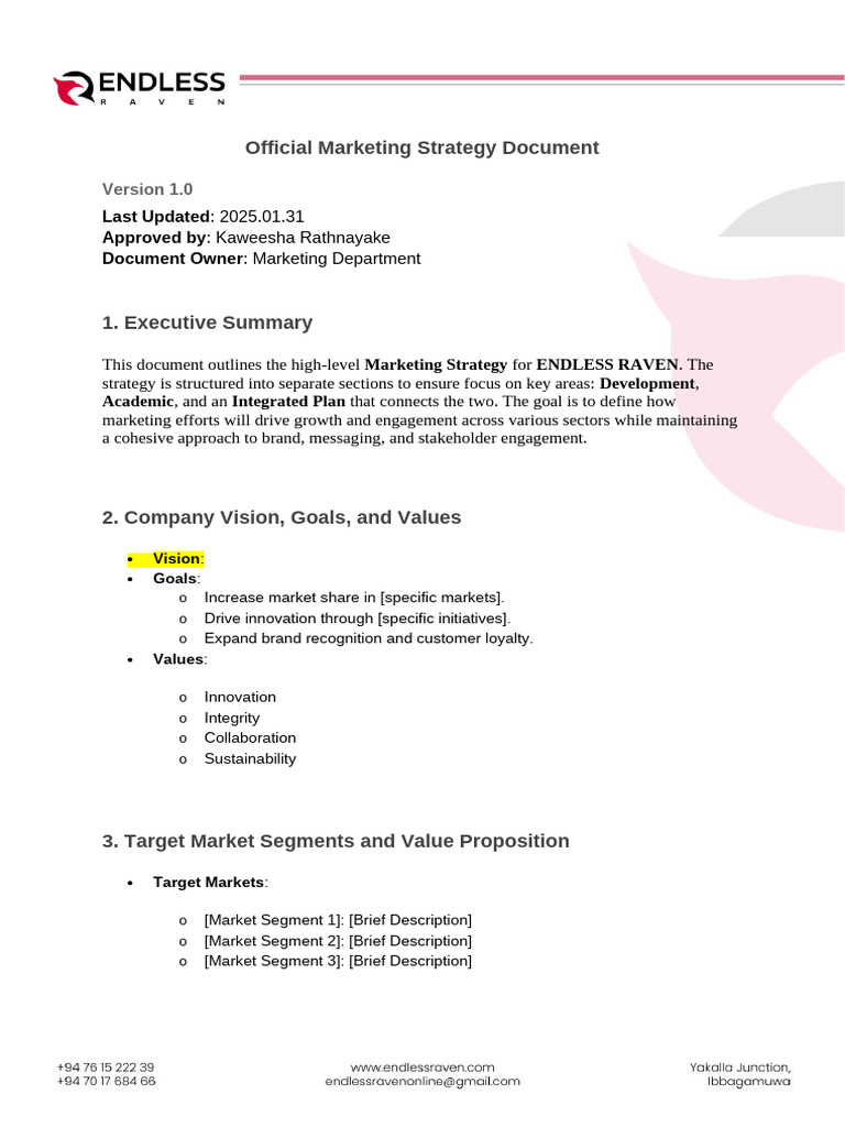 Official Marketing Strategy Document | PDF | Marketing Strategy | Marketing